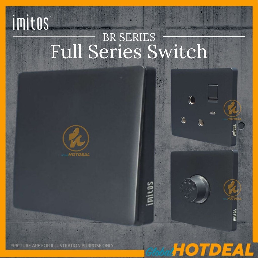SIRIM IMITOS BR SERIES Full Black Series Switch Socket Switches Dimmer ...
