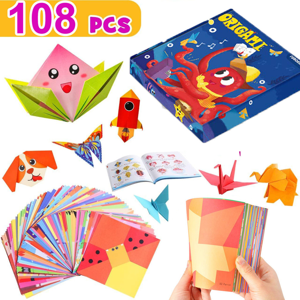 Craft Origami Paper For Kids 108 Sheets Vivid Colorful Folding Papers ...
