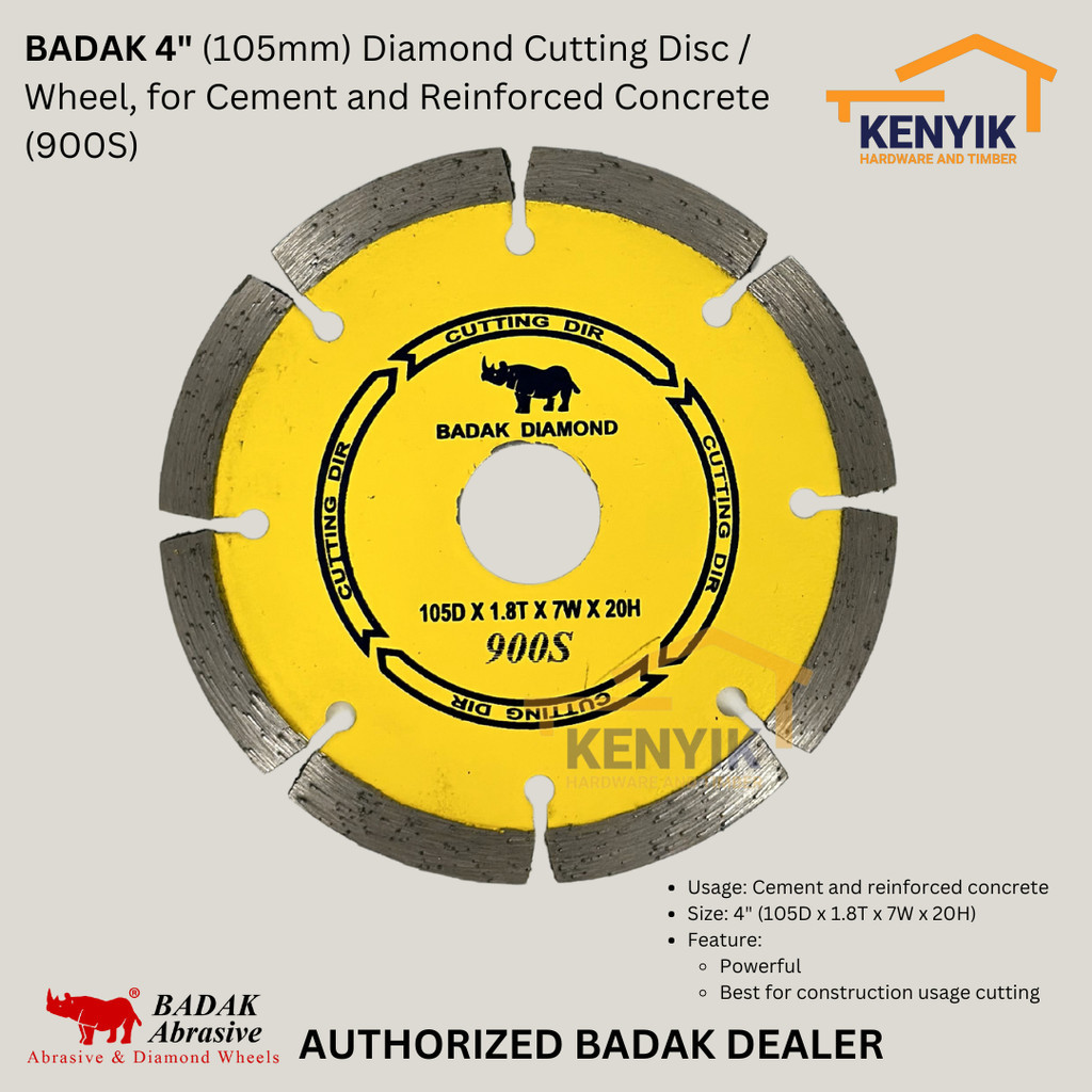 BADAK 4" (105mm) Diamond Cutting Disc / Wheel, for Cement and ...