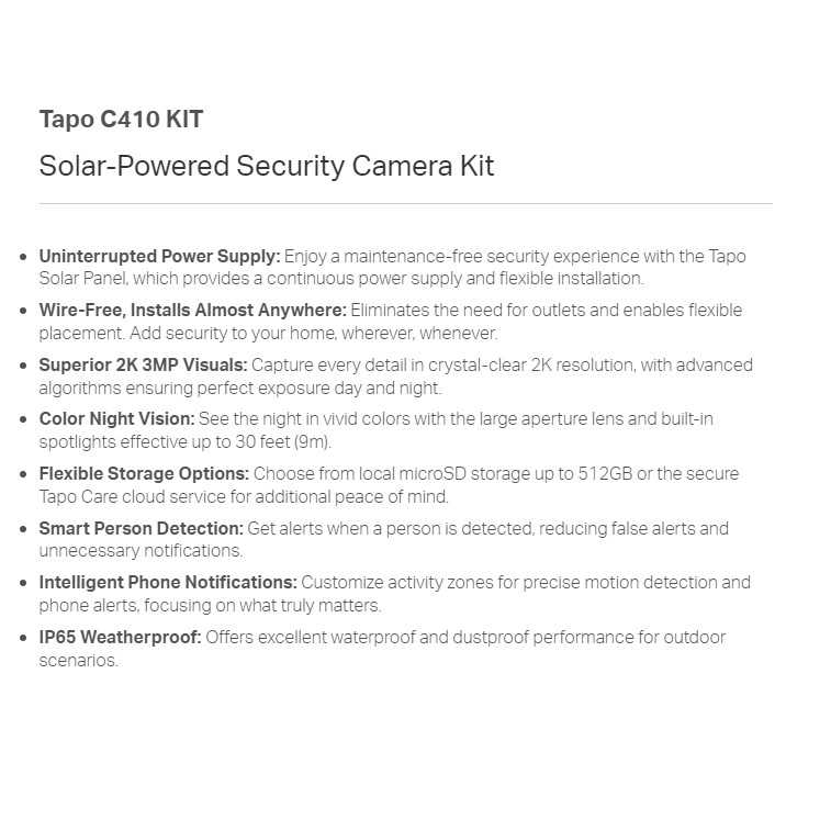 TP-LINK TAPO C410 KIT SOLAR-POWERED SECURITY CAMERA KIT | Shopee Malaysia