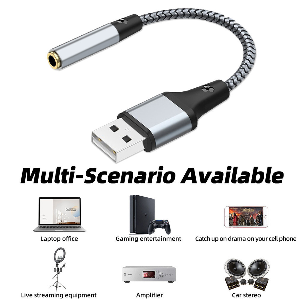 USB To 3.5mm Female External Sound Card for Computers Laptops Phones ...