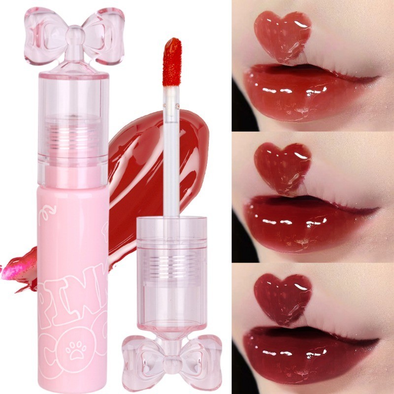 PINK COCO Bow Lip Gloss - Water Light Lip Glaze - Lip Tint - Lipstick ...