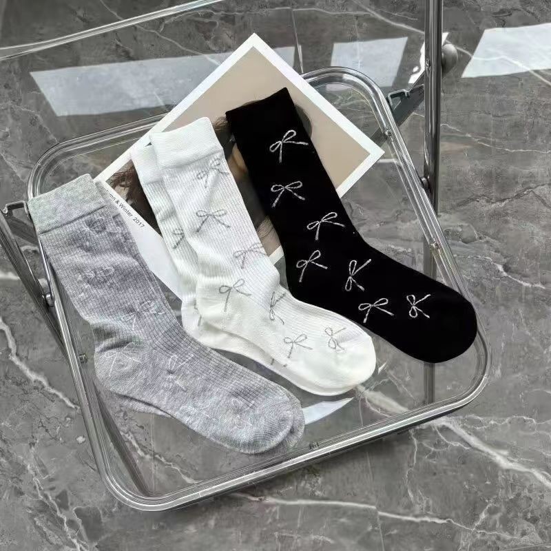 Summer New Style Thin Socks Women Fashionable Western Style Bowknot Hot ...