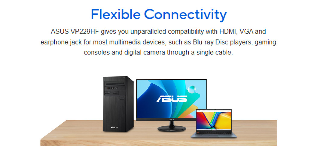 ASUS VP229HF Eye Care Gaming Monitor - 22", IPS, Full HD, 99% sRGB ...