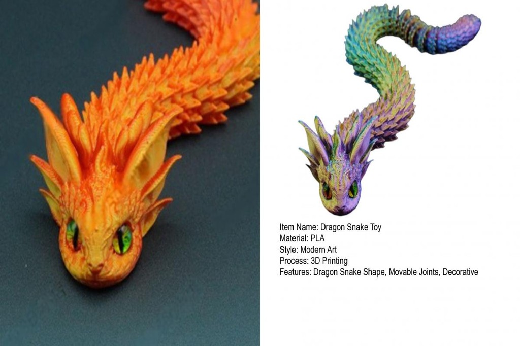 EYD- Dragon Snake Decor Dragon Snake Sculpture Articulated Dragon Snake ...