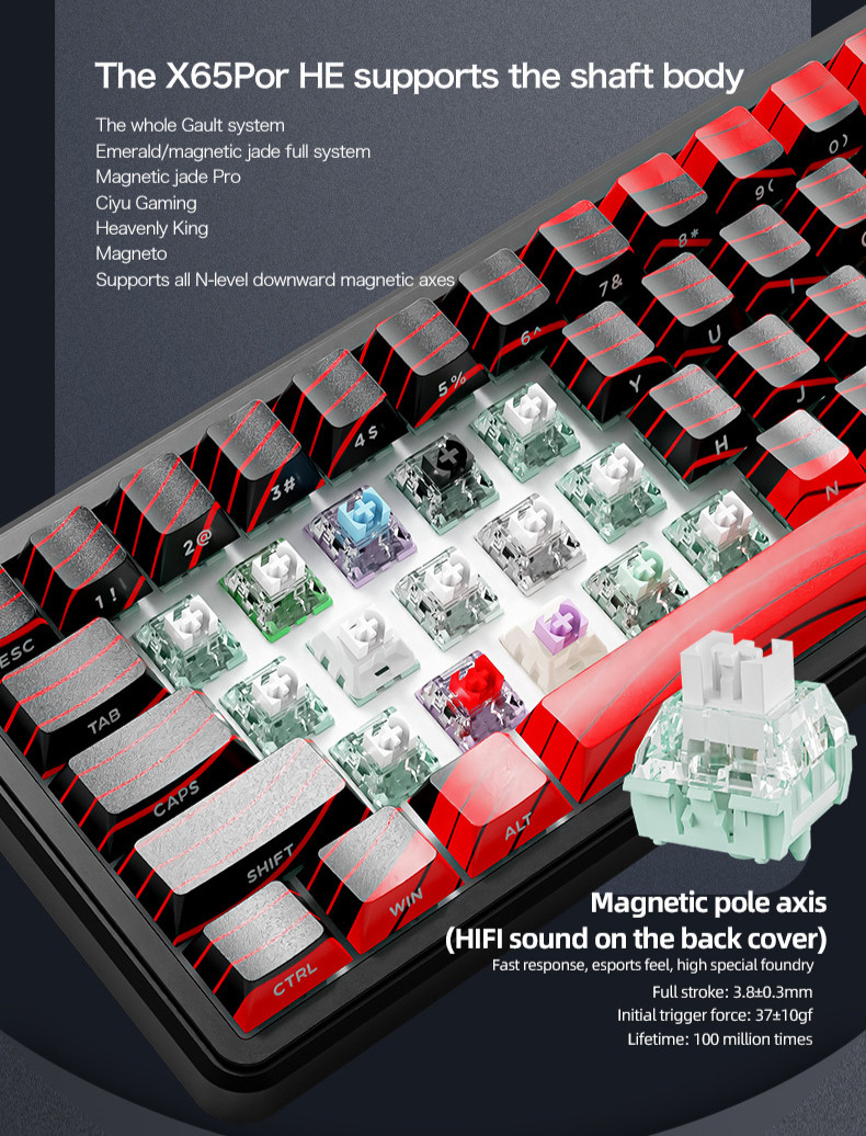 ATTACK SHARK X65 PRO HE 3 Mode Wireless Magnetic Switch Mechanical ...