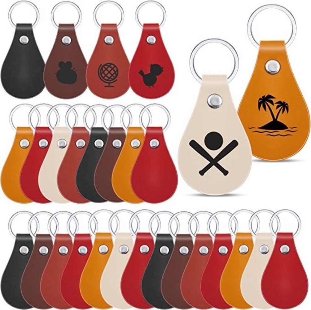 1PCS Free Custom PU Leather Key Chain Fobs Blanks Leather Keychain Fob ...