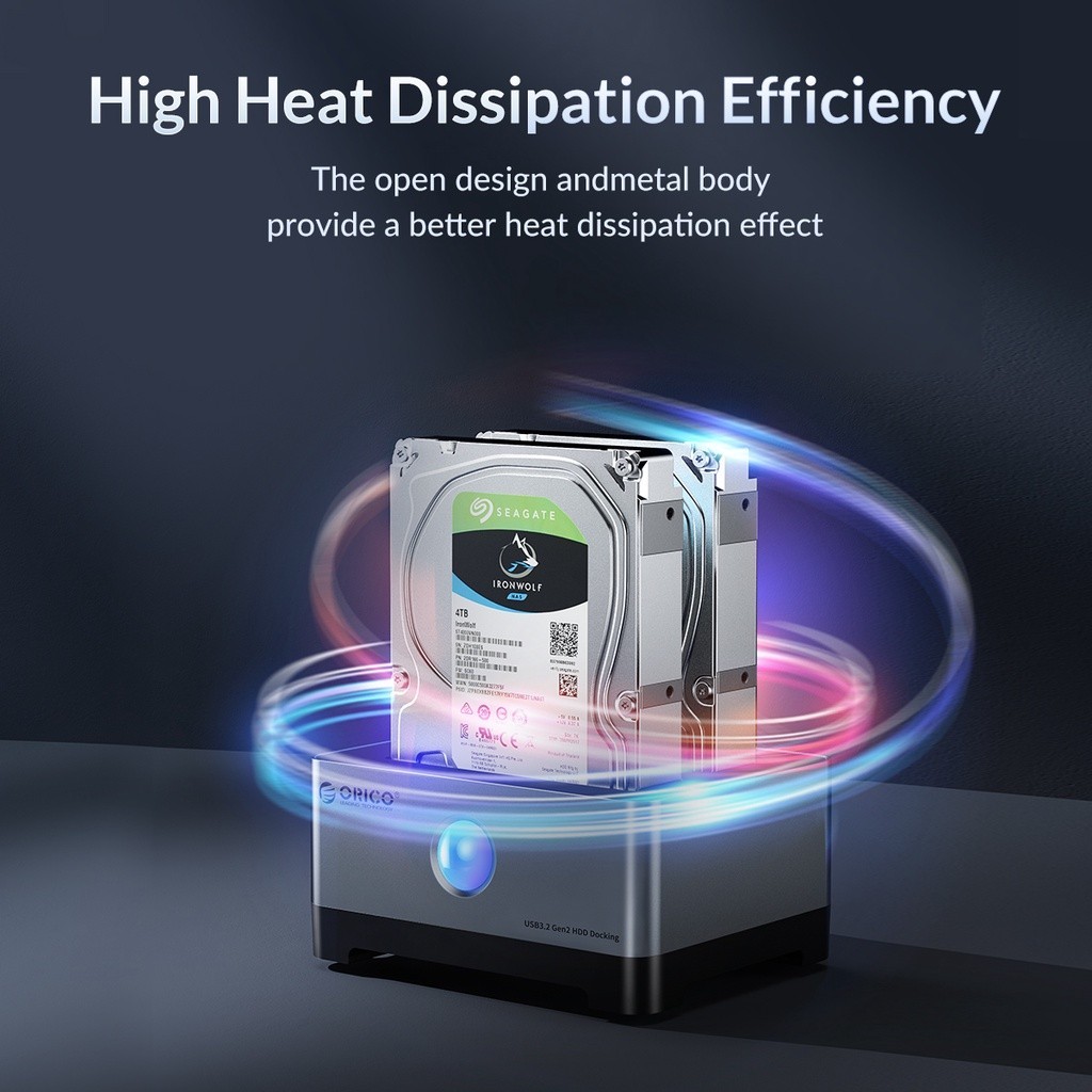 ORICO RGB HDD Docking Station Type-C Aluminum 2.5/3.5 Inch HDD Case RGB ...