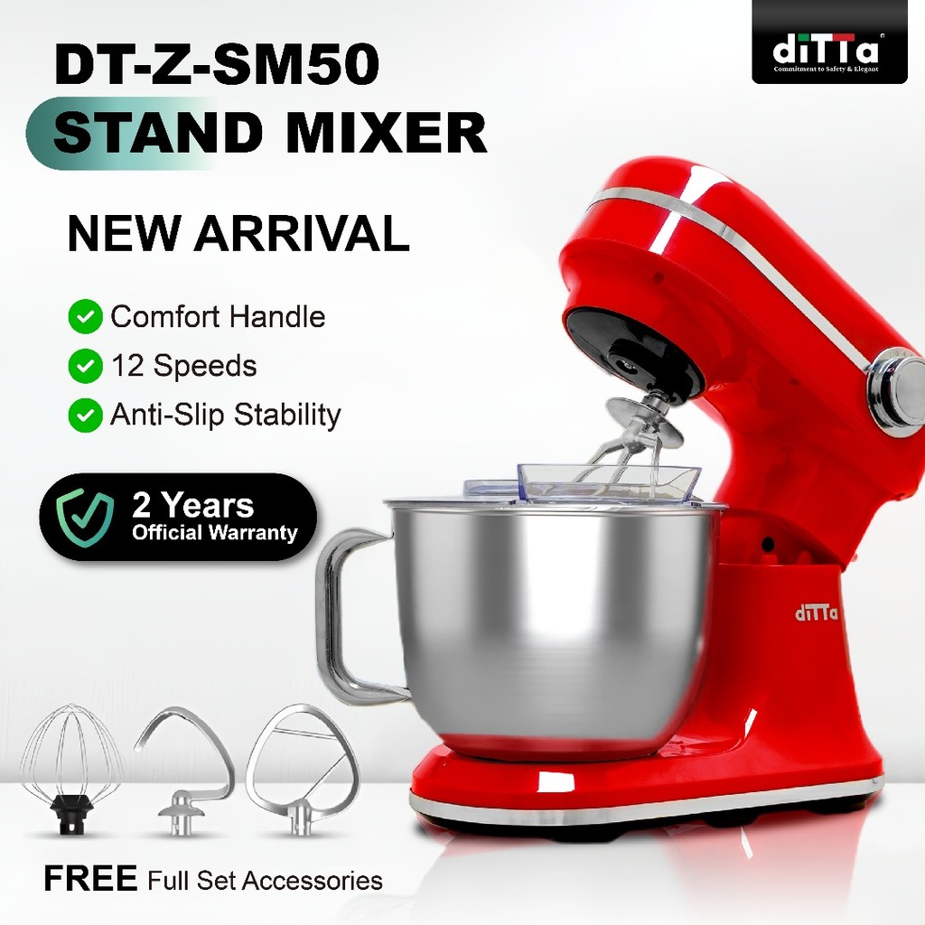DITTA 1500W 5L 12Speed Heavy Duty Stand Mixer Stainless Steel 304 Food ...