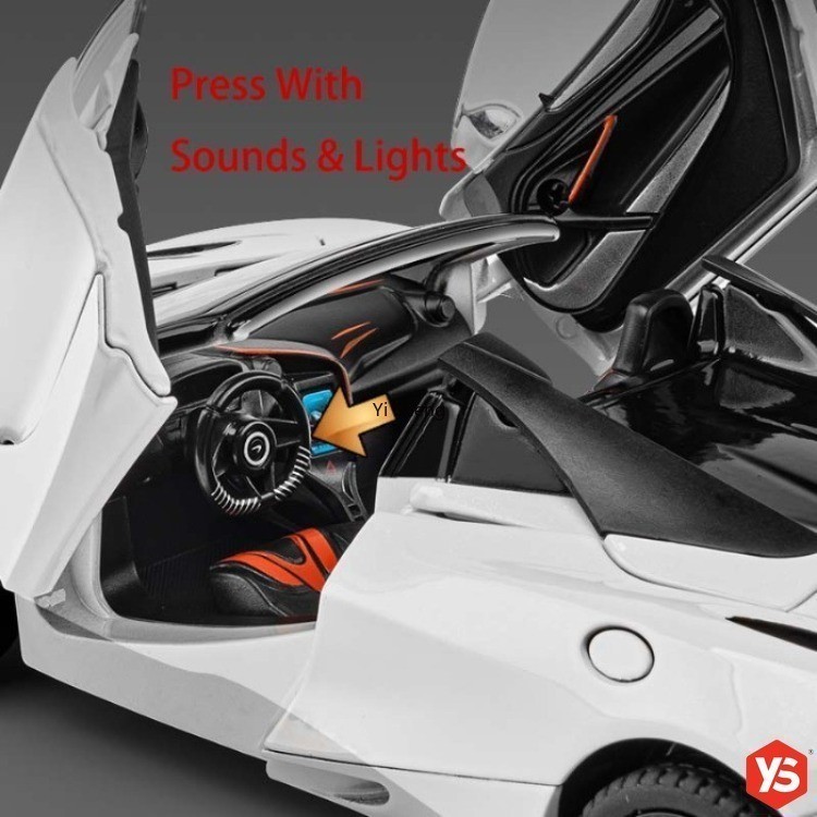 1:24 Scale Diecast McLaren 720s Alloy Car Model,Lights Up,Sounds,Open ...