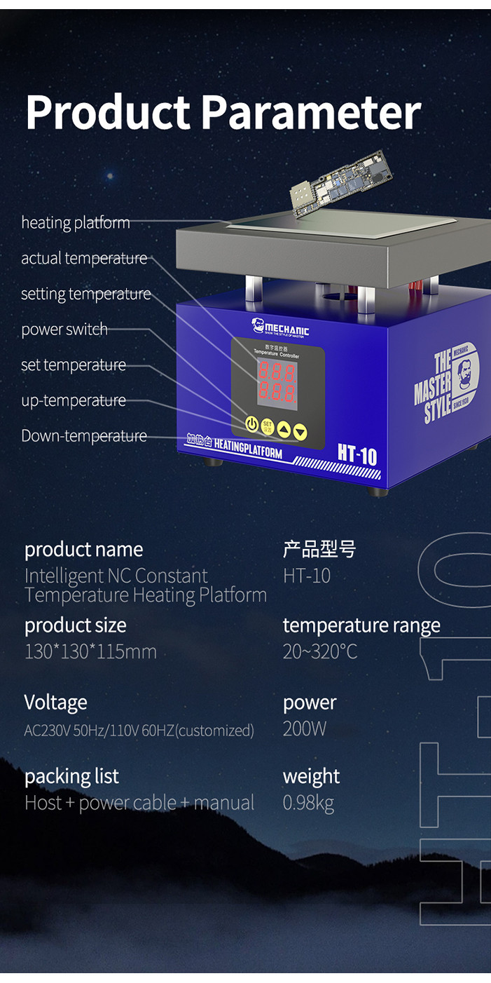MECHANIC HT-10 Intelligent Constant Temperature Heating Table LED Digital Display Motherboard ...
