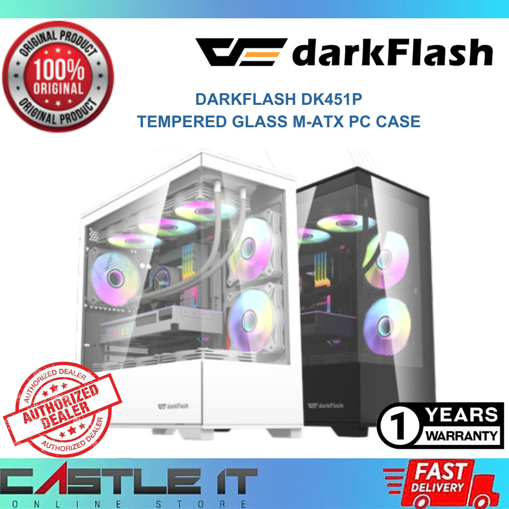 DarkFlash DK415P Tempered Glass AIGO Megaview BLACK WHITE MATX M-ATX PC ...