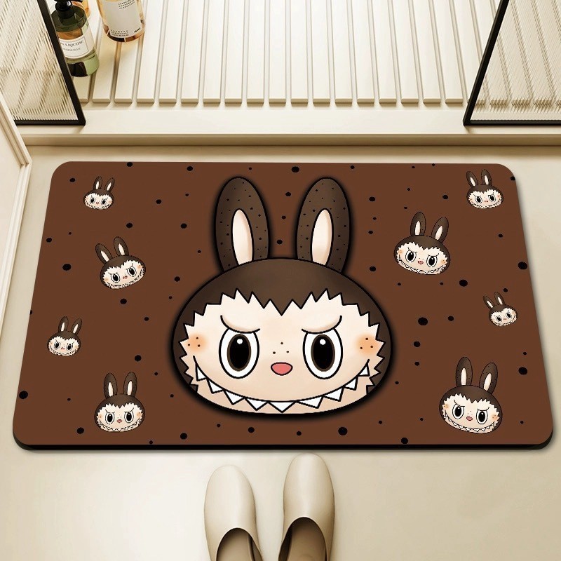 Cartoon Labubu Fllor Mat Karpet dapur Diatom Mud Floor Mats Bathroom ...