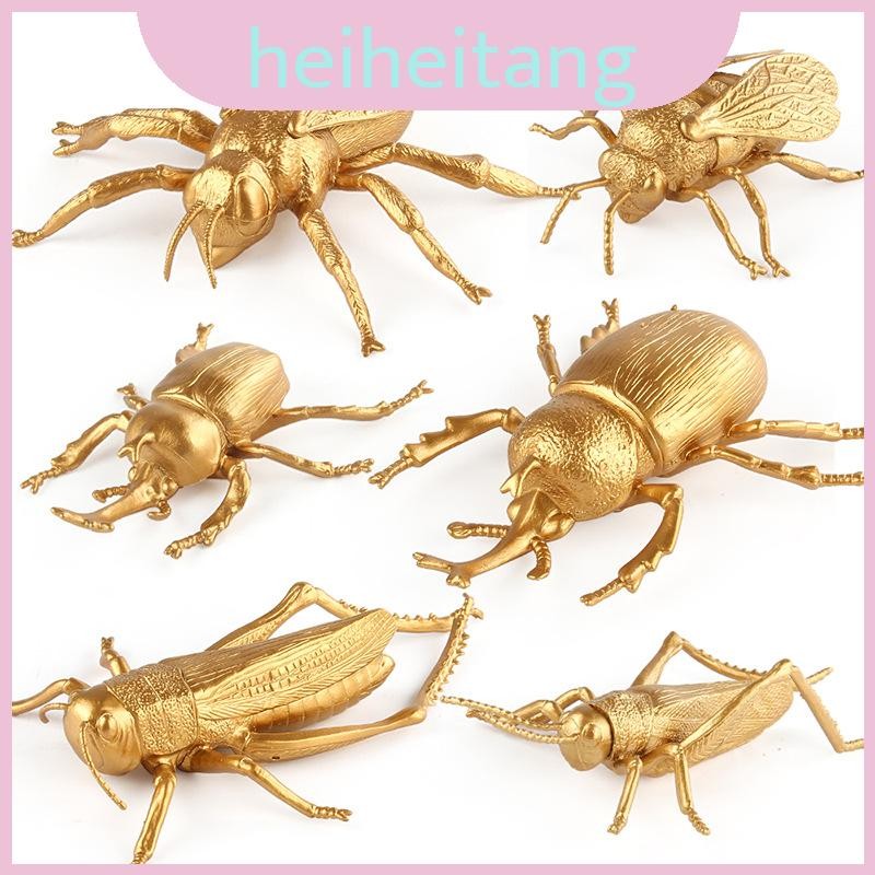 Vividly Pvc Detailed Insect Model Set Featuring Golden Stag Beetles ...