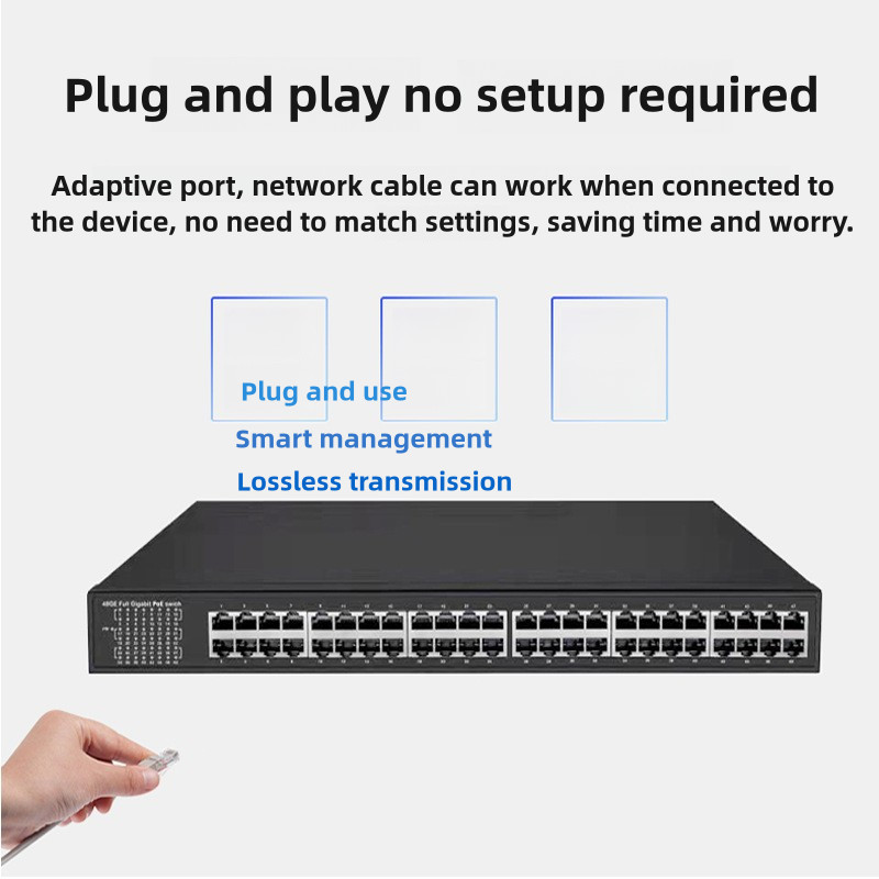Gigabit 48-Port POE Power Supply Switch Standard 48V Camera Network Optical Fiber Switch ...