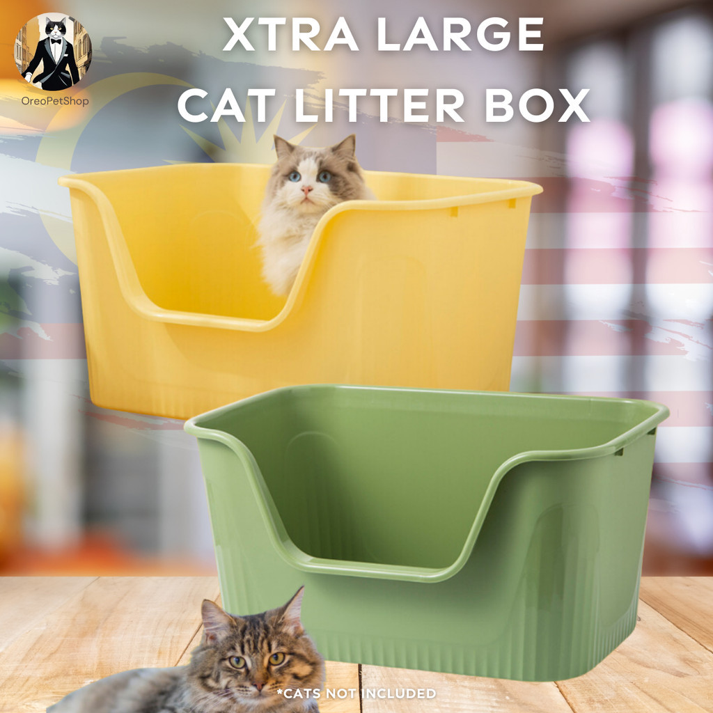 Xtra Large Deep Cute Open Air Cat Litter Box Deeper Anti-splash Giant ...