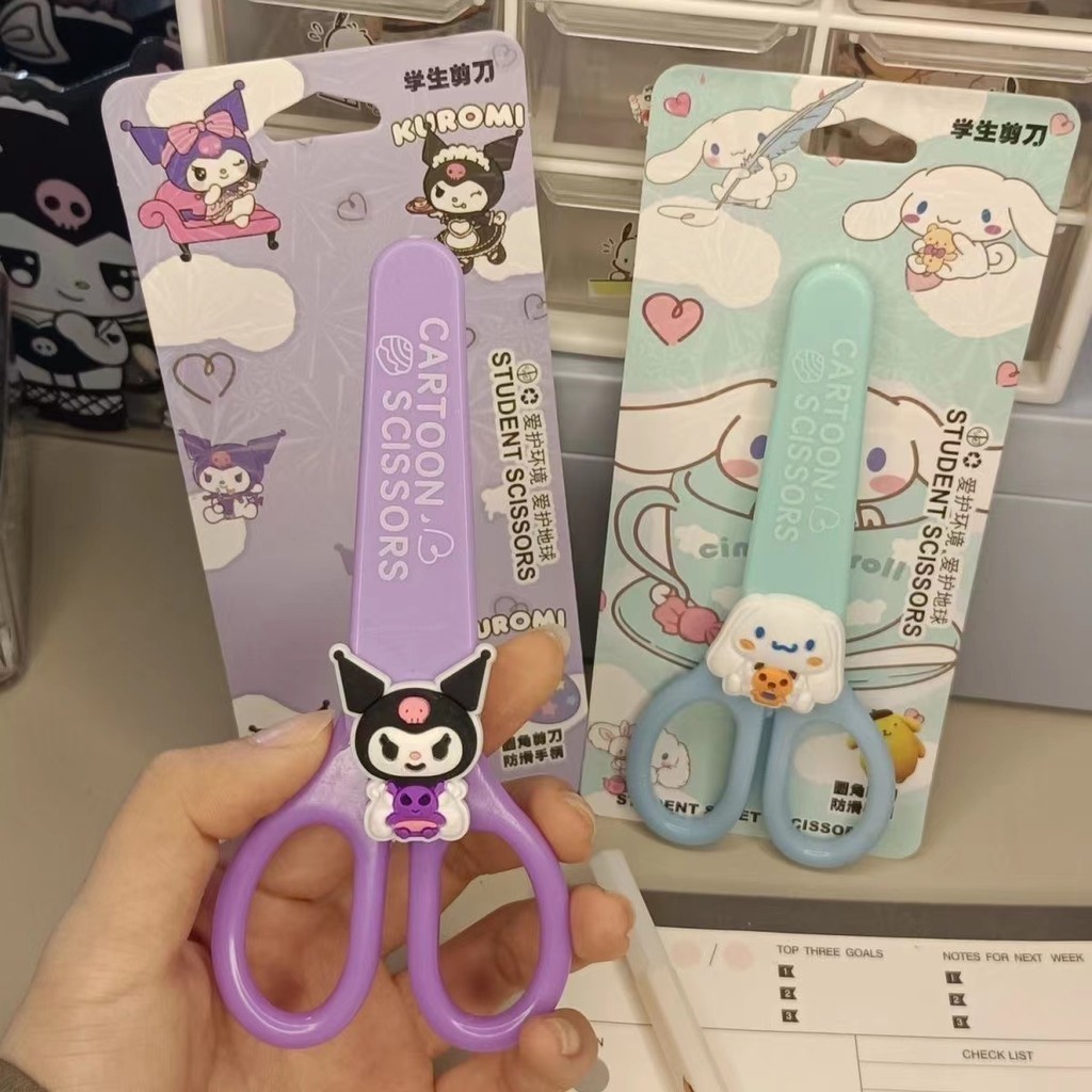 Kawaii Sanrio Safety Scissors with Cover Kuromi Hello Kitty My Melody ...