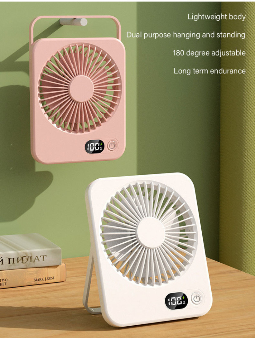 4000mAh Ultra-thin Mini Table Fan 5 Gears Portable USB Folding Desk Fan ...