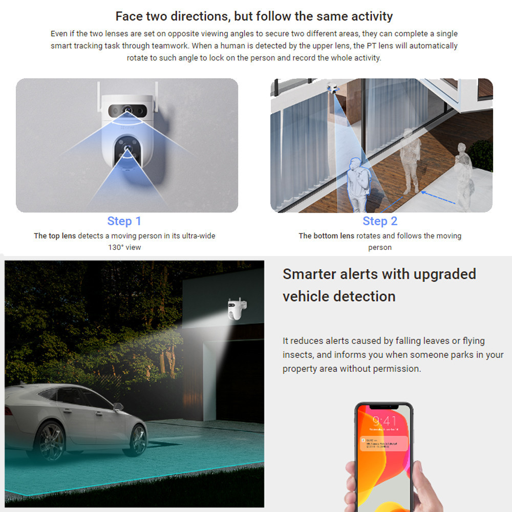 Ezviz H9C Dual Lens (3MP + 3MP) 2K Waterproof Pan/Tilt Two Way Talk ...