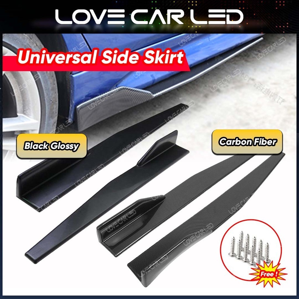 2pcs Glossy Black Carbon universal 86cm Car Side Skirt Rocker Splitters ...
