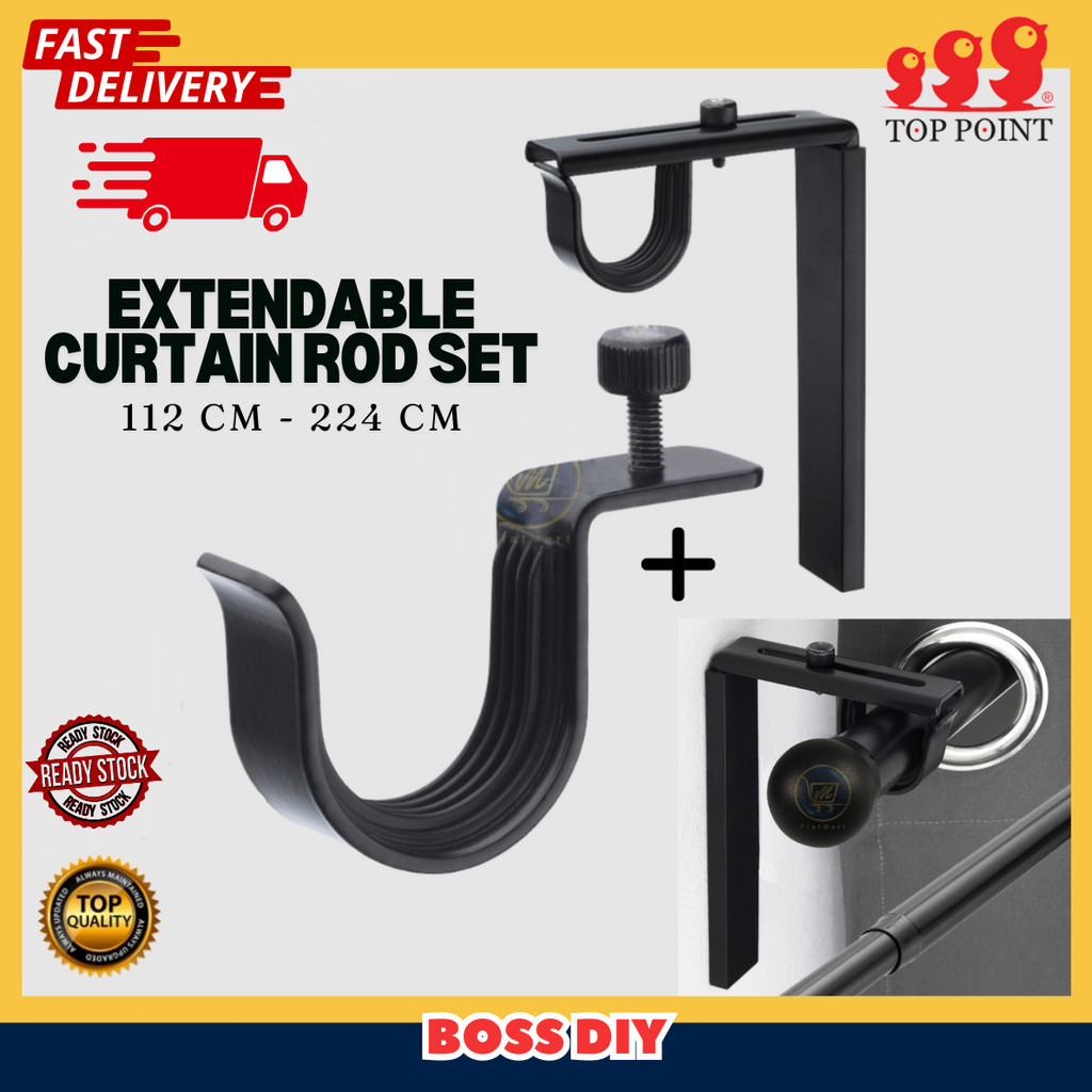 Top Point curtain Rod Langsir/Kayu Langsir Aluminium Alloy Single ...