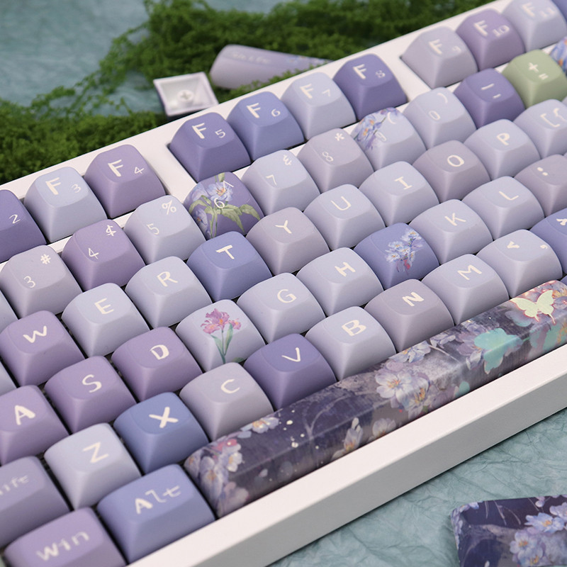 YongQiu Original Purple flower Keycaps thick PBT Cherry / URE Profile ...