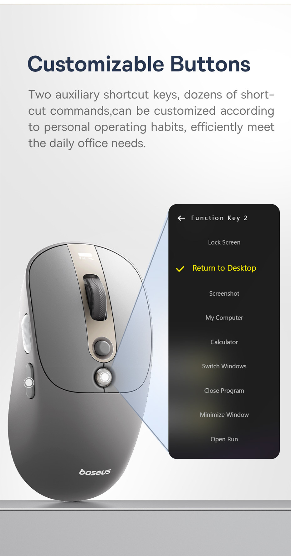 Baseus Editor Series Wireless Mouse with Long Battery Life Digital ...