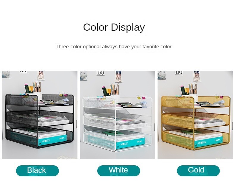 Desk Shelf File Storage Rack Book A4 Paper Storage Box Office Bookshelf ...