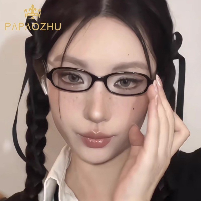 in stock PAPAOZHU Cool Sweet Clear Lens Narrow Rectangle Eyeglasses for ...