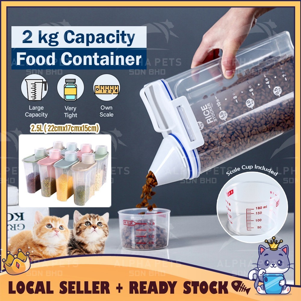 CATQUEEN 2.7L Large Volume Pet Food Storage Dispenser Pet Container ...