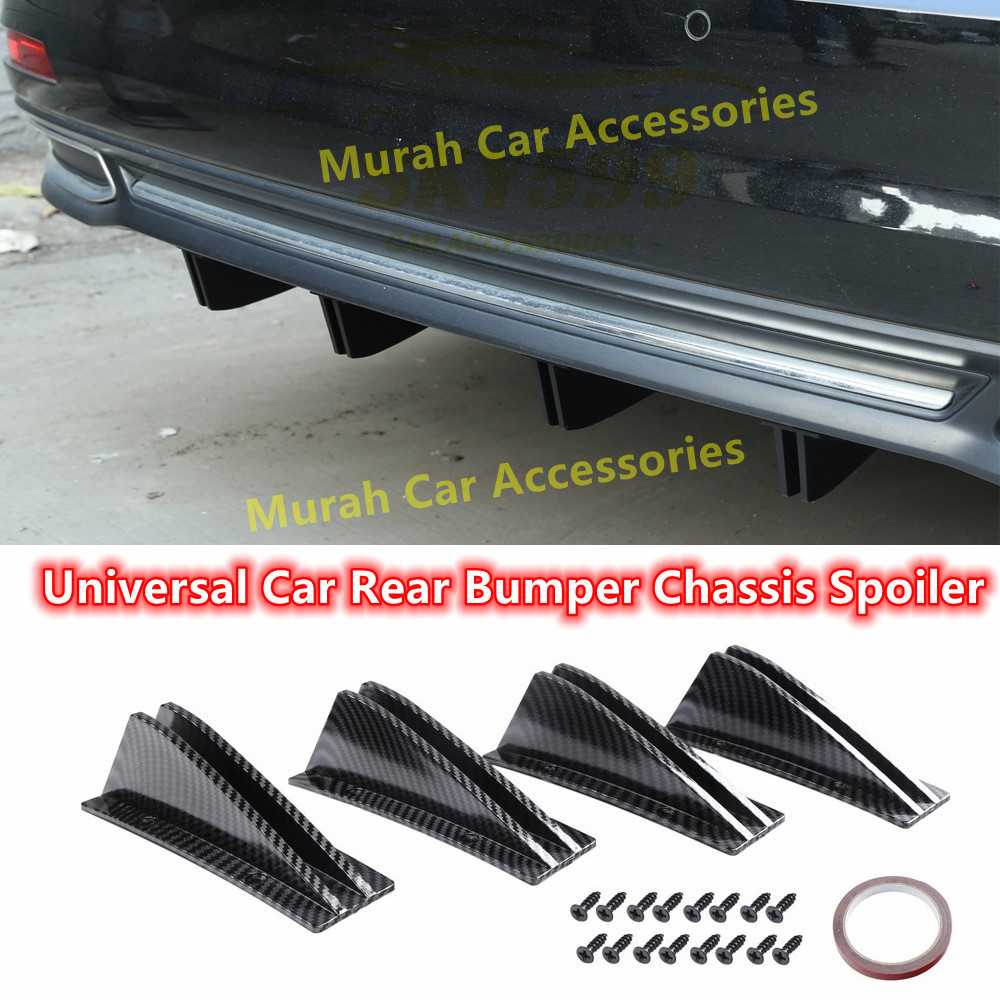 Car Universal Rear Bumper Chassis Spoiler Deflector Carbon/Black Abs ...