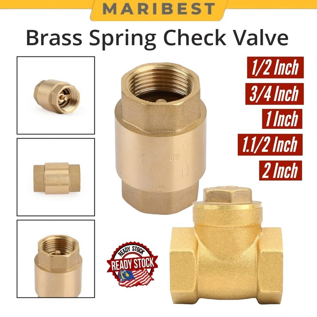 Heavy Brass Non Return Valve Vertical Check Spring One-way Check Water ...