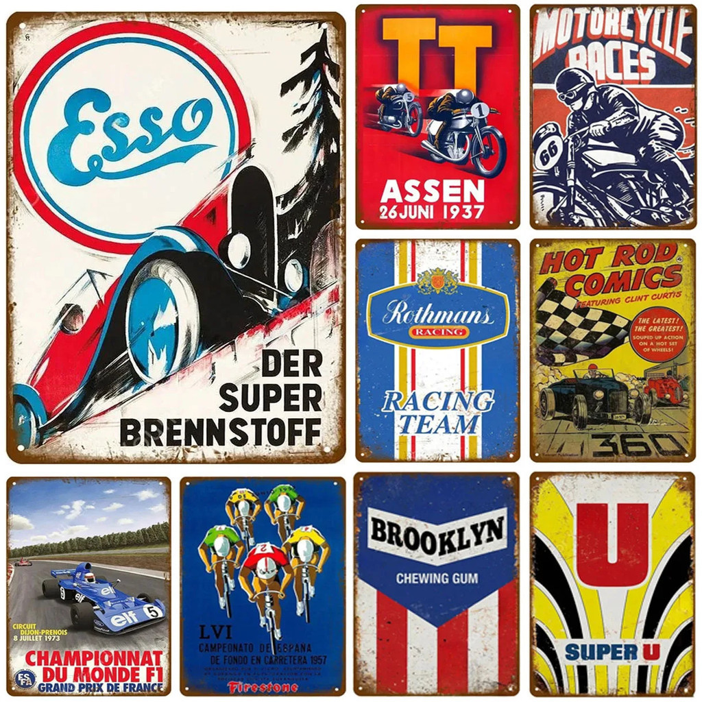 Racing Metal Tin Signs Plaque Motorcycle Wall Decoration Vintage Art ...