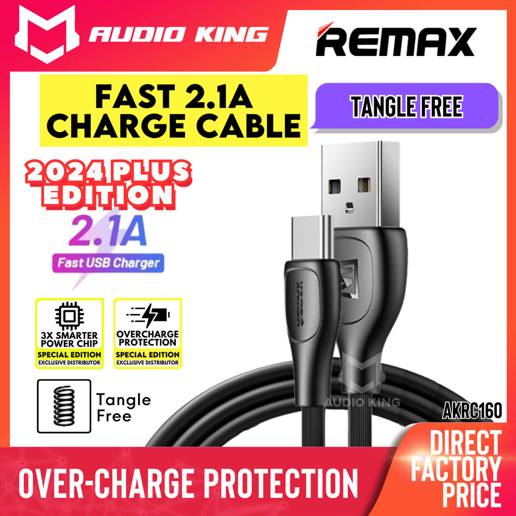 REMAX Power Quick Charge 2.1A Micro USB Type C Cable Charger Wayar ...