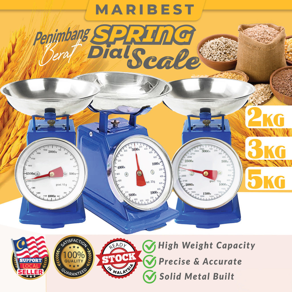 2KG 3KG 5KG Mechanical Weighing Scale Dial Spring Flat Top Measure ...