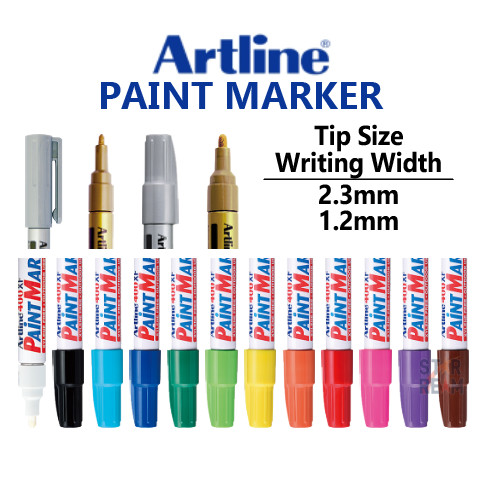 Fast Dry Permanent Artline Paint Marker/Metallic Marker/Pen Penanda Cat ...