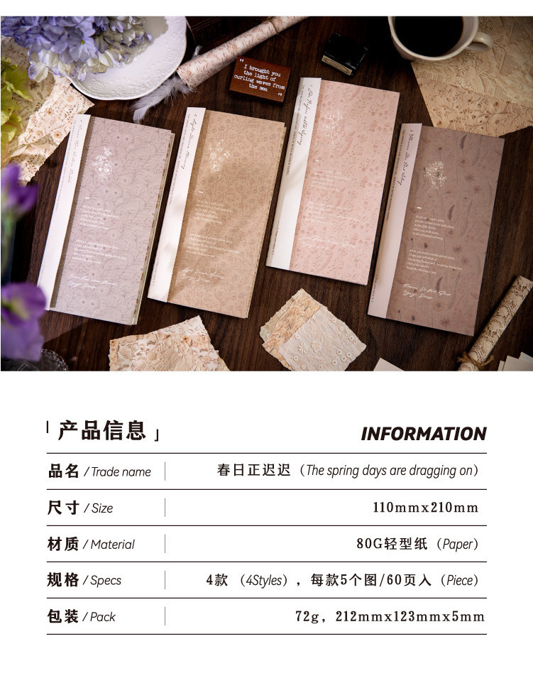 ENWEI 60 Pcs [Spring Day Is Delayed Series] Vintage Journal Material ...