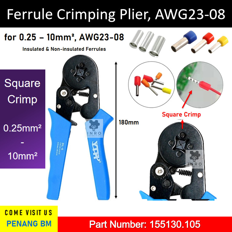 Ferrule Crimper Plier, 0.25-6mm2, 0.25-10mm2, 4-16mm2 Tubular Terminal ...