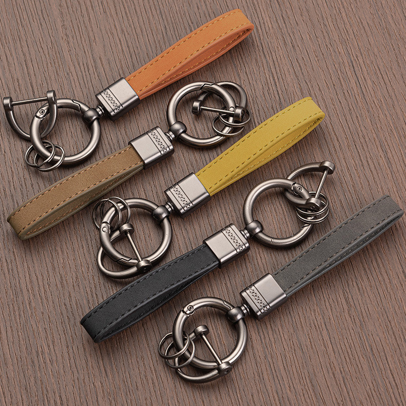 Leather Car Keychain Ring Key Holder Motor Key Chain Case Motorcycle ...