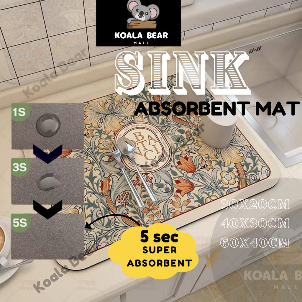 Premium Sink Absorbent Pad Kitchen Drain Pad Dish Drying Mat Kitchen ...