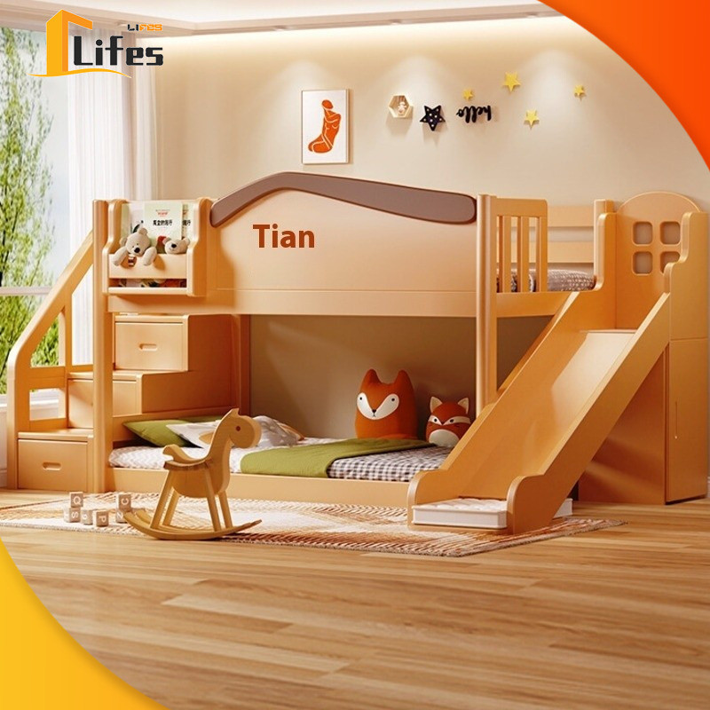 Removable Bed Solid Double Wood Decker Bed With Slide Bunk Bed ...