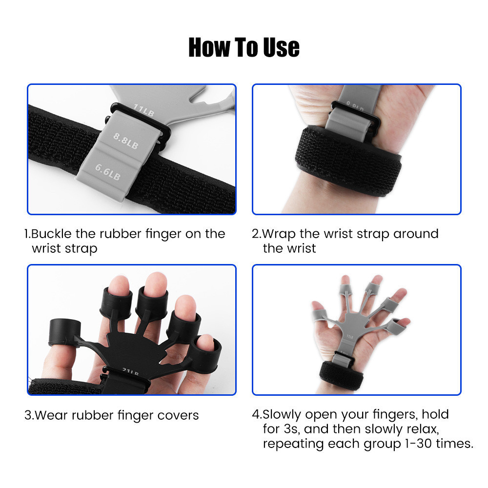 5 Finger Silicone Finger Trainer Finger Intensifier Grip Strength ...