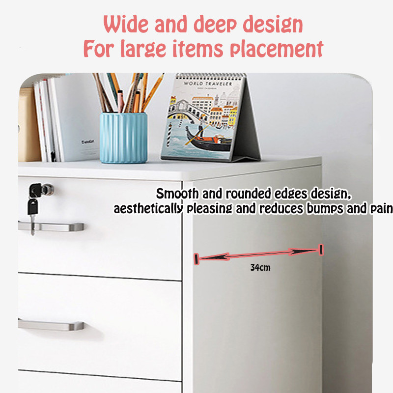 GDeal 3 Tier Roller Office File Cabinet Locker Storage Cabinet Wooden ...