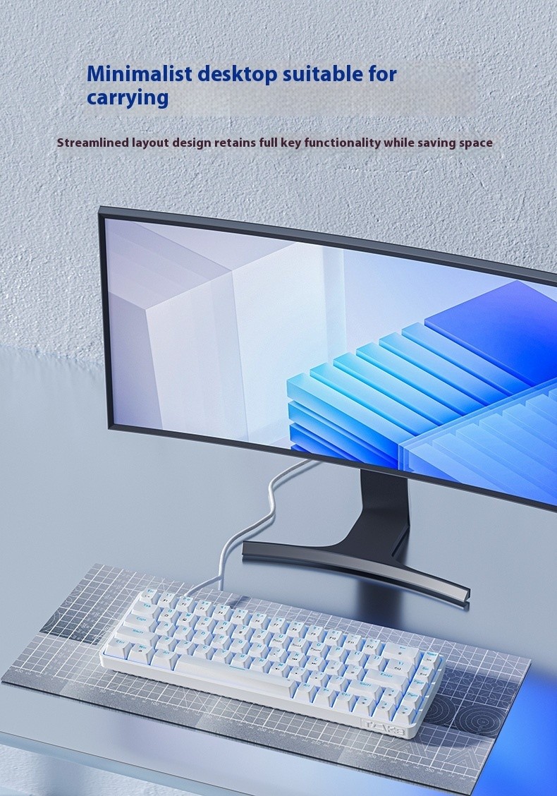 KEMOVE 68-Keys Ergonomics Wired mechanical keyboard White Gaming Slient ...