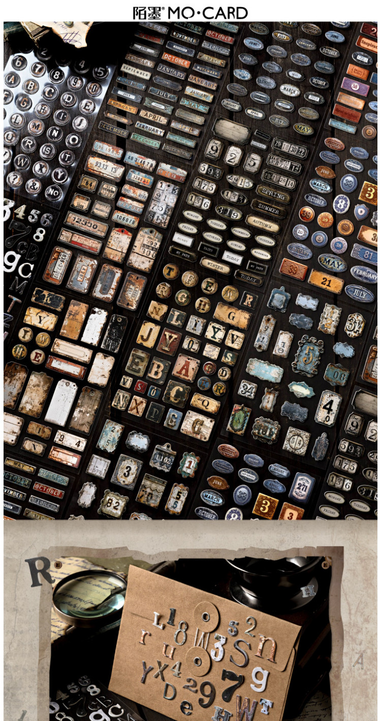 ENWEI 6 Pcs [Grapheme Showroom series] Vintage Mottled Rust Stickers ...