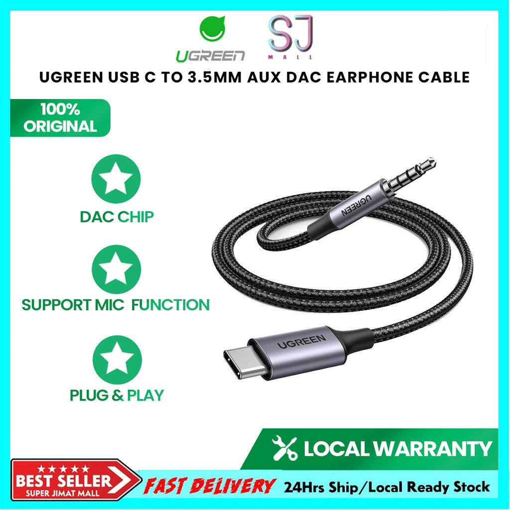 UGREEN USB C to 3.5mm AUX DAC Earphone Cable Headphone Adapter Type C ...