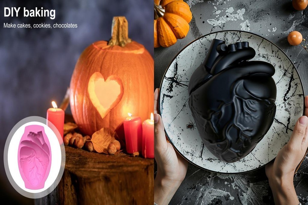 [Nice] Realistic Human Heart Cake Mold Spooky Human Heart Silicone Cake ...