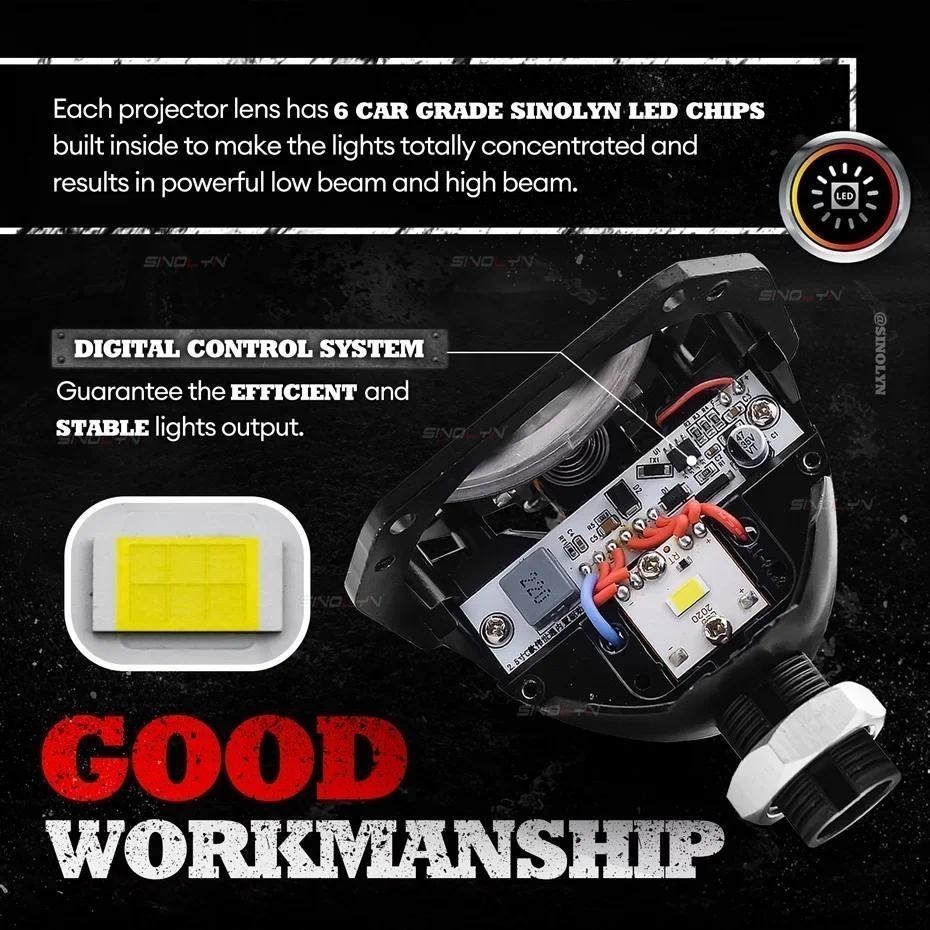 2.5 Inch Blue Bi LED Projector Lens Motorcycle Headlamp H4 H7 H1 9005 ...