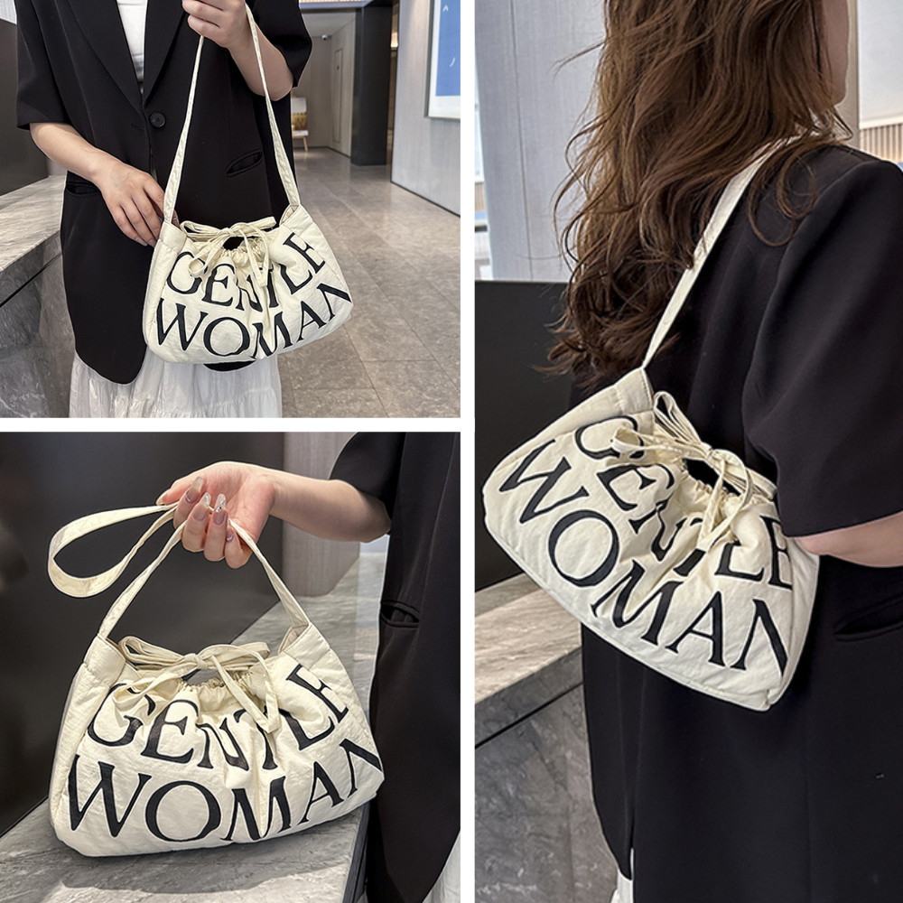 Women Dumpling Bag Casual Shoulder Bag Puffy Sling Bag Drawstring ...