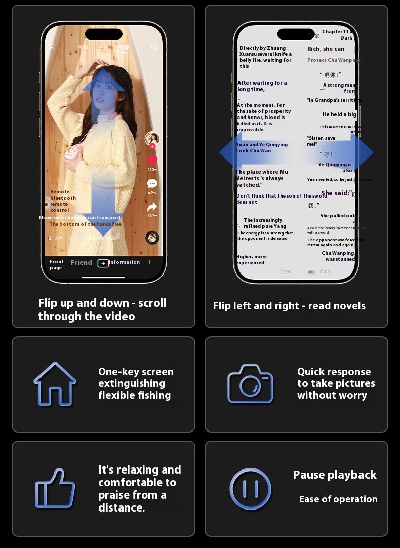 P4 Wireless Charging Bluetooth Mobile Remote Control Multi-function Silent Camera Shutter Selfie ...